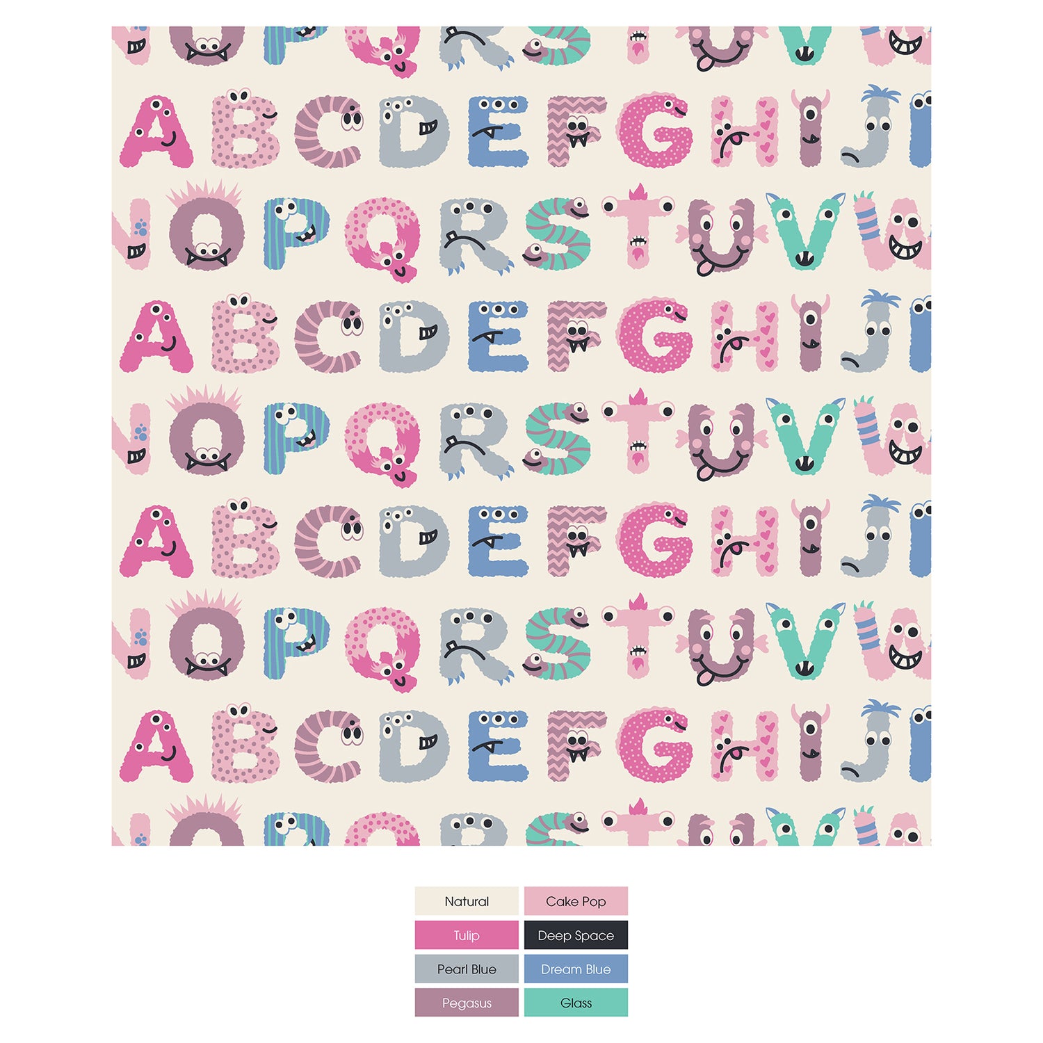 Print Convertible Sleeper with Zipper in Natural ABC Monsters