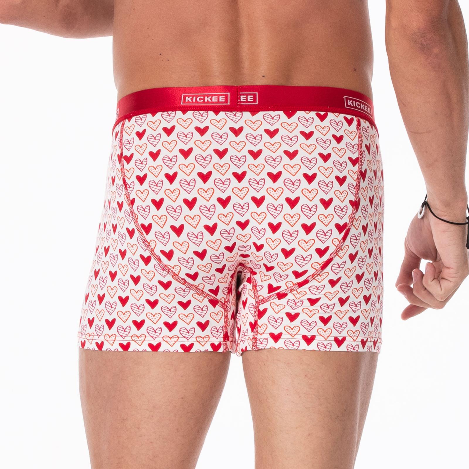 Men's Print Boxer Brief in Natural Heart Doodles