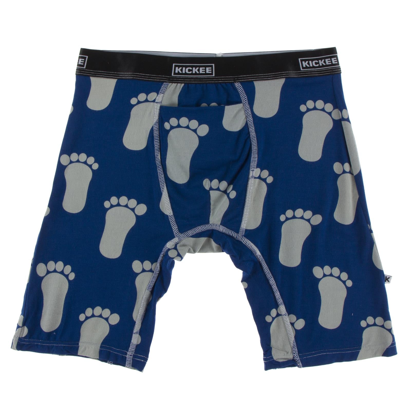 Men's Print Long Boxer Brief with Top Fly in Flag Blue Bigfoot