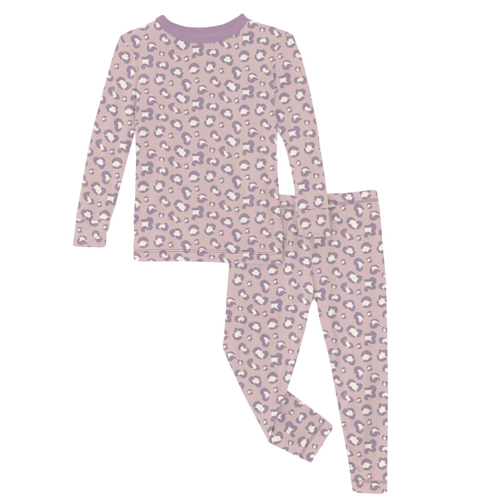 Print Long Sleeve Pajama Set in Baby Rose Cheetah Print