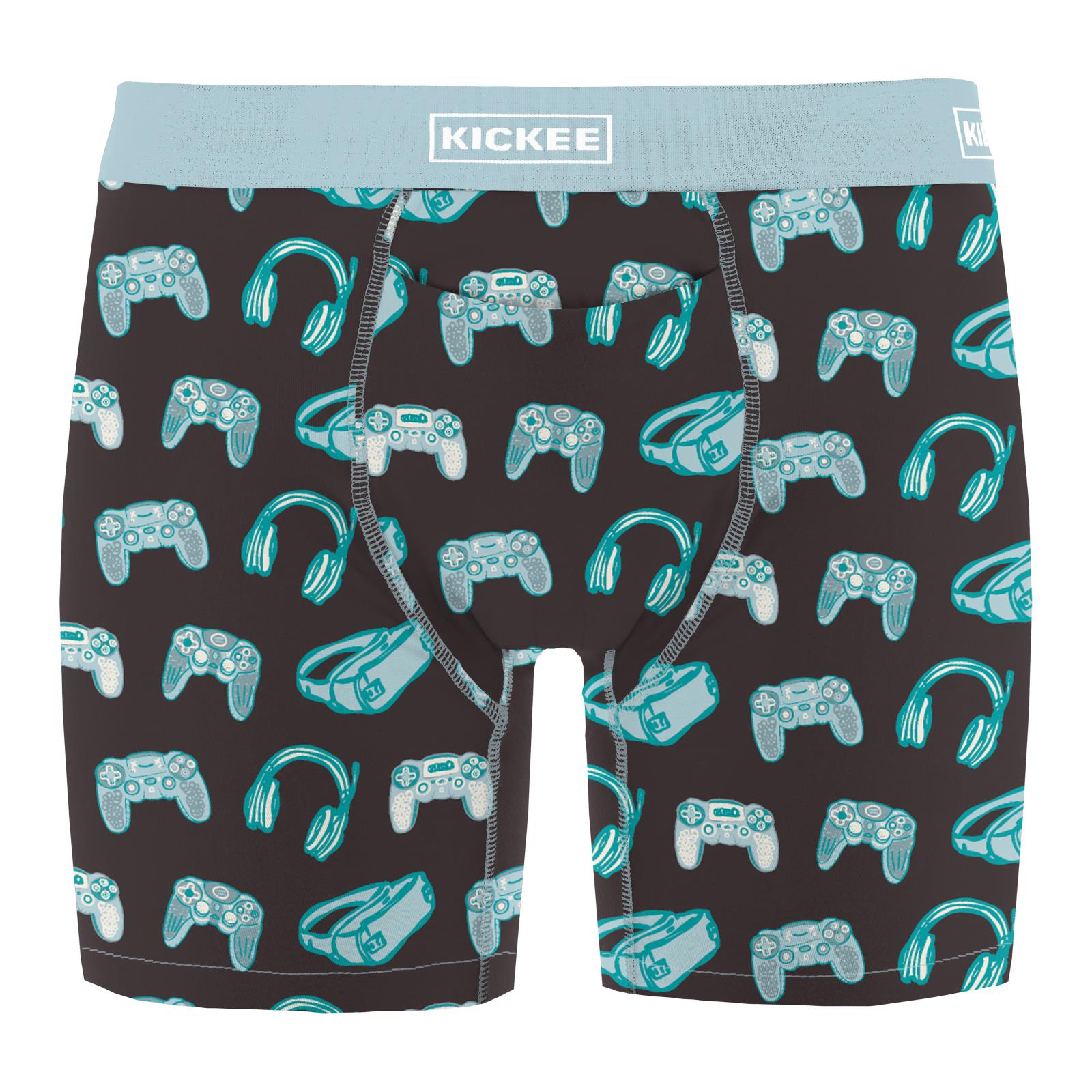 Men's Print Mid-Length Boxer Brief with Top Fly in Midnight Gamer