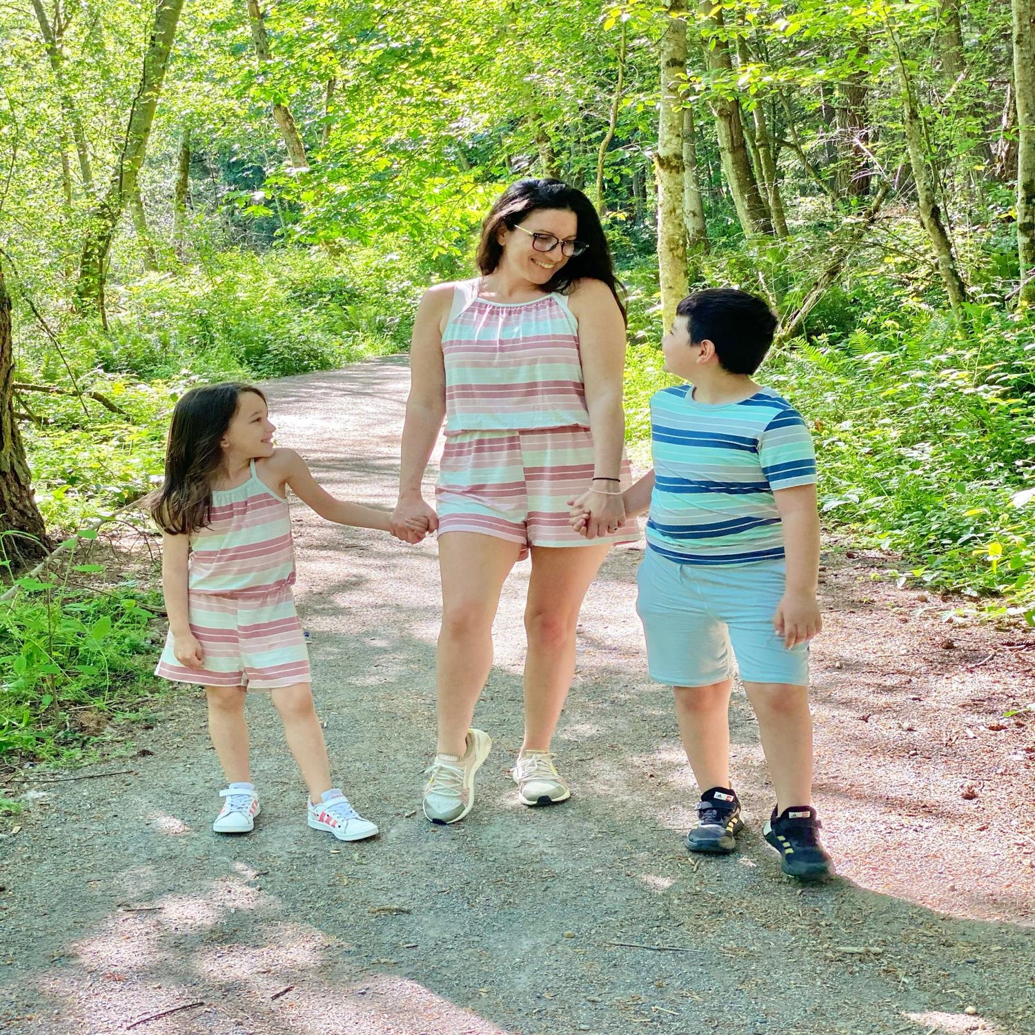 Print Keyhole Romper in Active Stripe