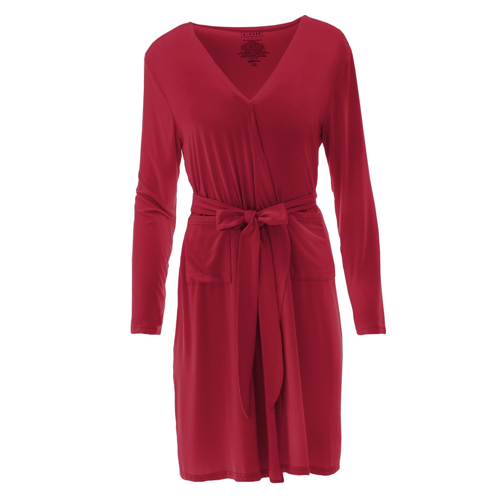 Mid Length Lounge Robe in Crimson
